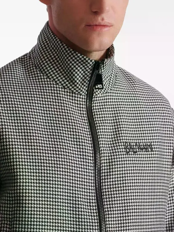 Balmain Houndstooth Zip Jacket - White