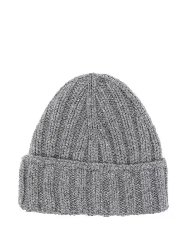 DELL'OGLIO Ribbed Beanie Hat - Grey