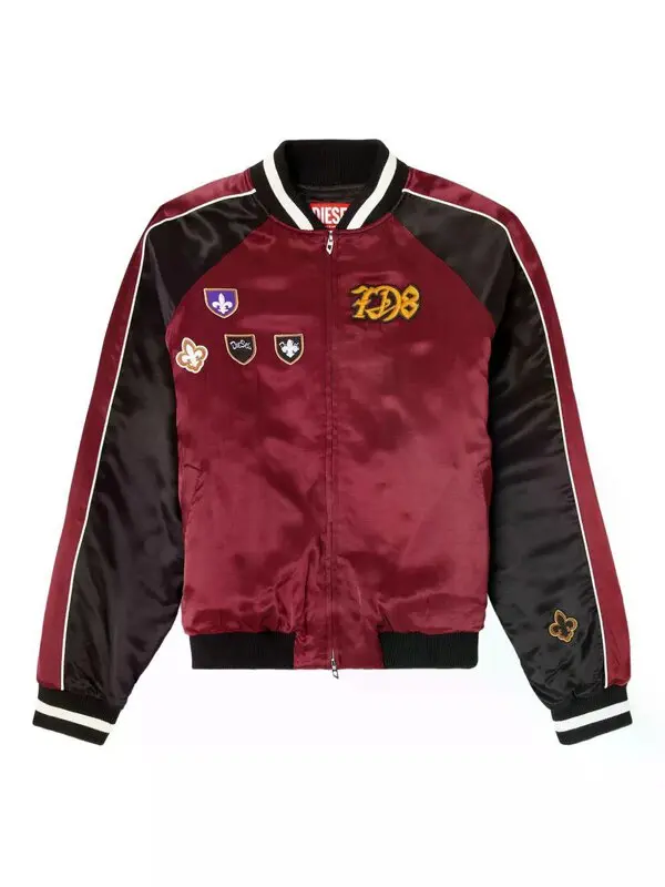 DIESEL® Appliqué-patch Zip-up Jacket - Red