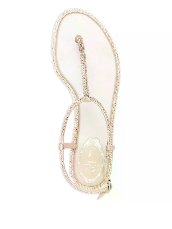 Rene Caovilla Diana Rhinestone-embellished Ankle-strap Sandals - Neutrals
