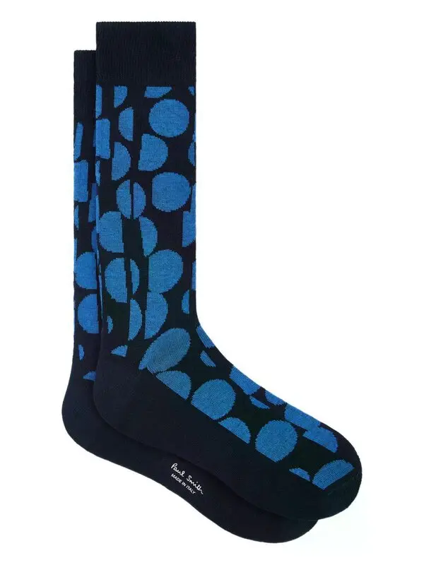 Paul Smith Abstract-pattern Cotton Socks - Blue