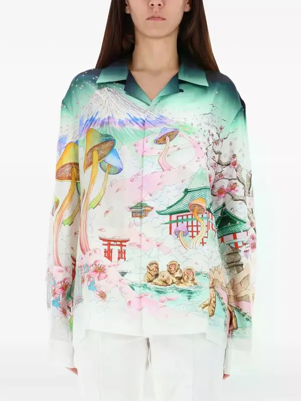 Casablanca Graphic-print Silk Shirt - White