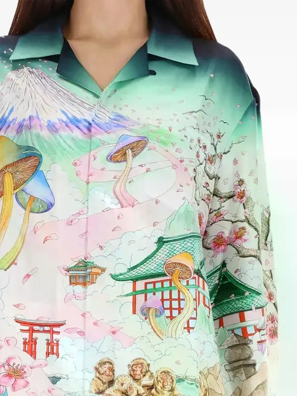 Casablanca Graphic-print Silk Shirt - White