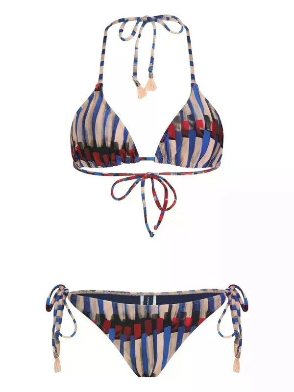 LYGIA & NANNY Printed Tie Bikini Set - Blue