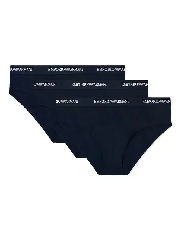 Emporio Armani Logo-waistband Briefs - Blue