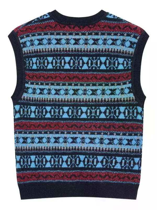 STUDIO TOMBOY Geometric-patterned Vest - Blue