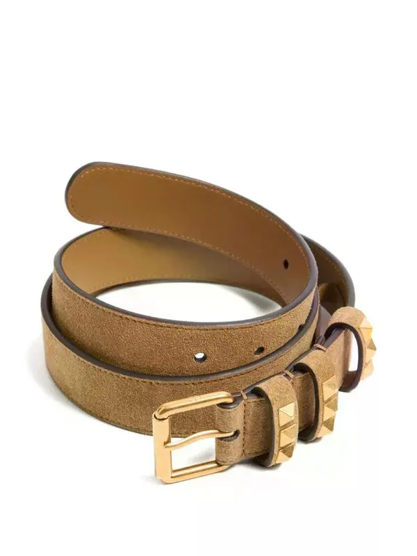 Valentino Garavani Rockstud Suede Belt - Neutrals