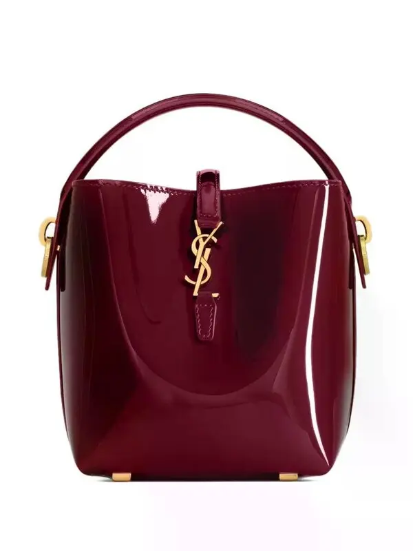 Saint Laurent Mini Le 37 Patent-leather Bucket Bag - Red