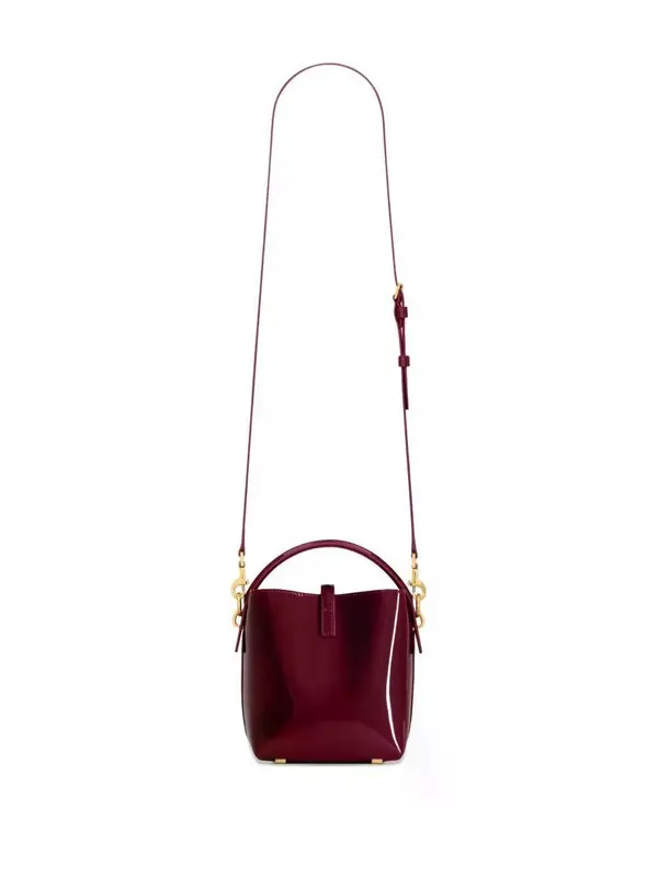 Saint Laurent Mini Le 37 Patent-leather Bucket Bag - Red