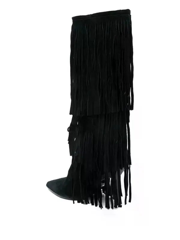 GISEL MOIRE 90mm George Fringed Pointed-toe Boots