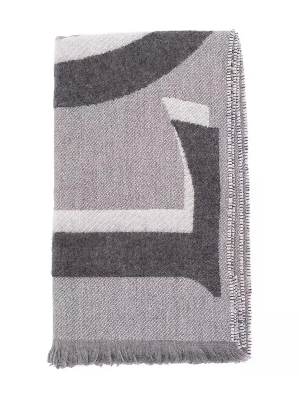 Loewe Logo Fringed Scarf - Grey