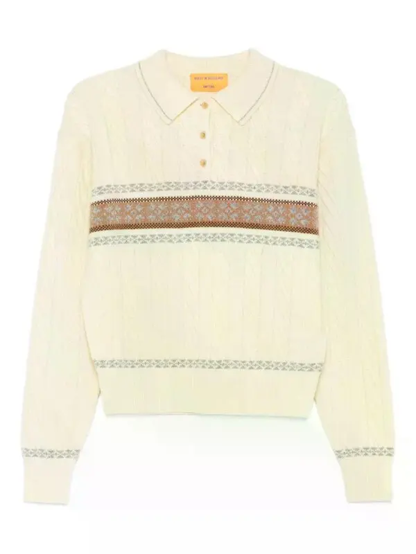 Guest In Residence Cable Collegiate Knitted Polo Top - Yellow