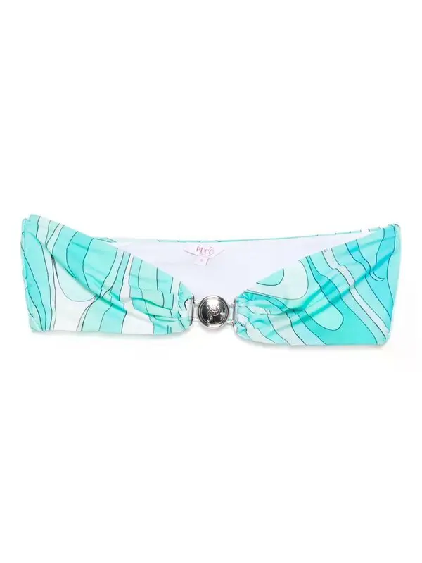 Emilio Pucci Mirmo-print Bandeau Bikini Top - Blue