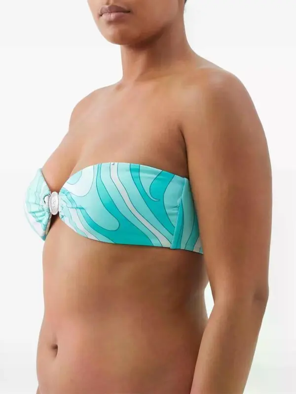 Emilio Pucci Mirmo-print Bandeau Bikini Top - Blue