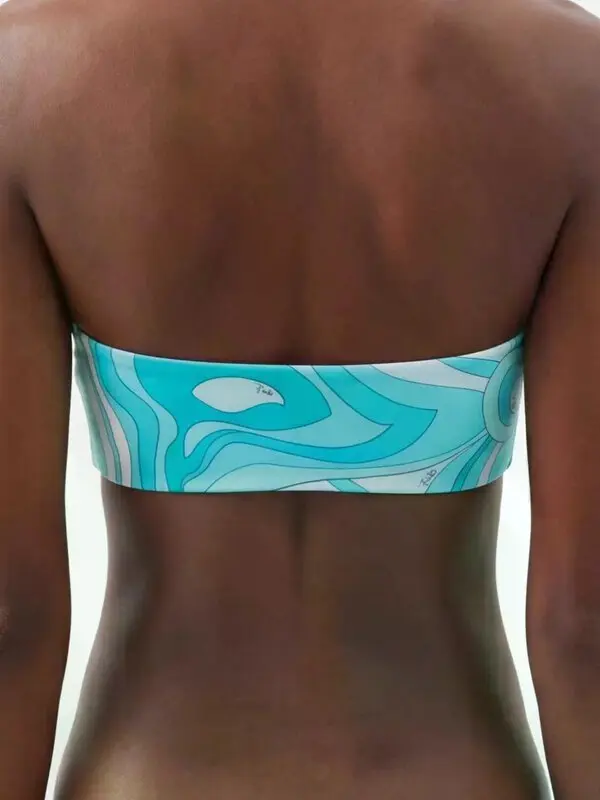 Emilio Pucci Mirmo-print Bandeau Bikini Top - Blue