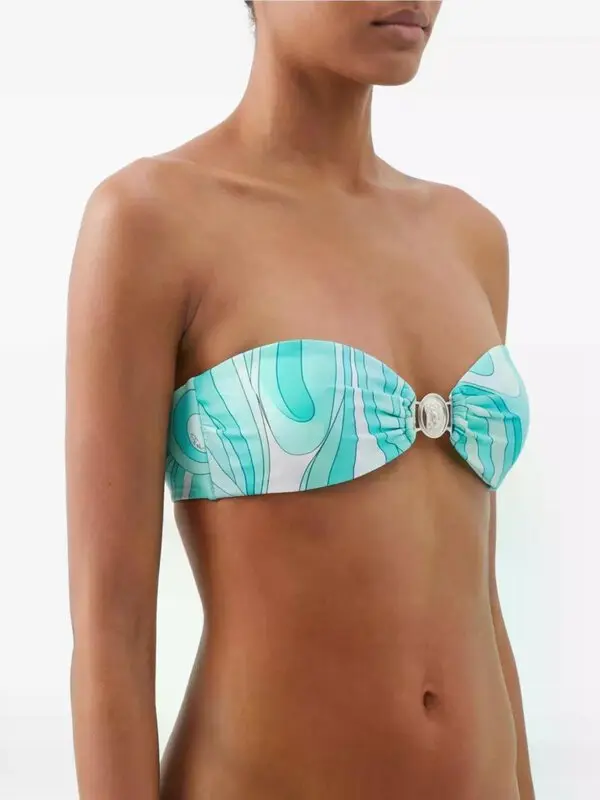 Emilio Pucci Mirmo-print Bandeau Bikini Top - Blue