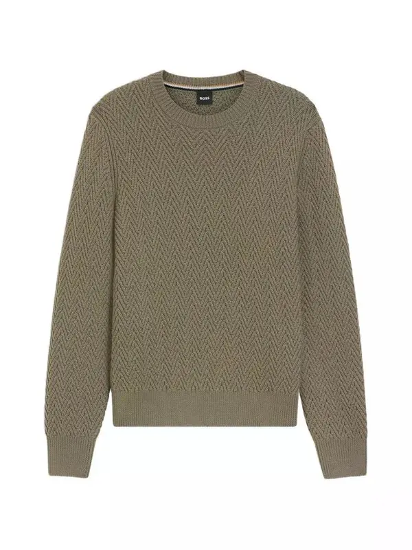 BOSS H-hitalo Herringbone Sweater - Brown