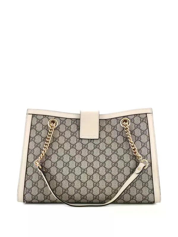 Gucci Padlock Chain Gg Coated Canvas Medium Tote Bag - Brown