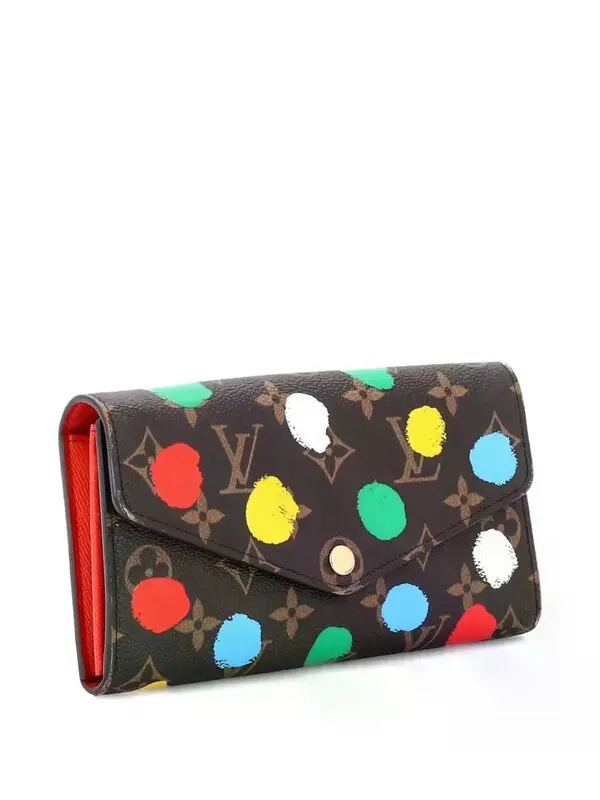 LOUIS VUITTON Sarah Wallet Nm Yayoi Kusama Painted Dots Monogram Canvas Small Wallets - Brown