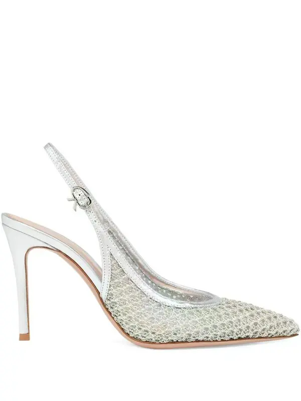 GIANVITO ROSSI Nikki Pointed Sling-back Heeled Pumps - White