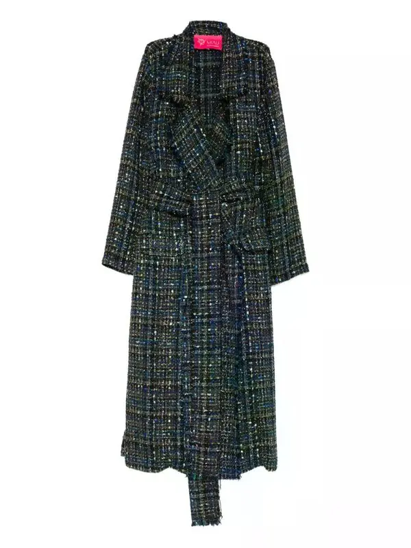 MIAU BY CLARA ROTESCU Ruffled Tweed Coat