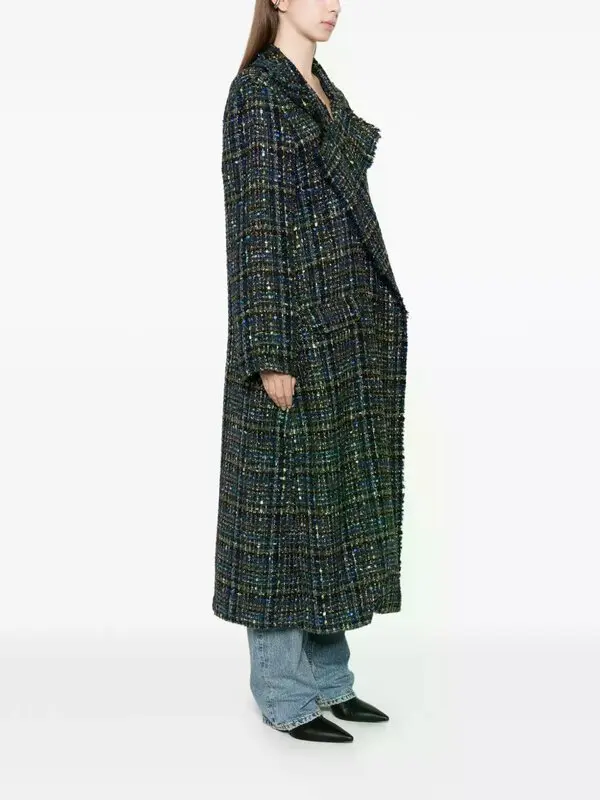 MIAU BY CLARA ROTESCU Ruffled Tweed Coat