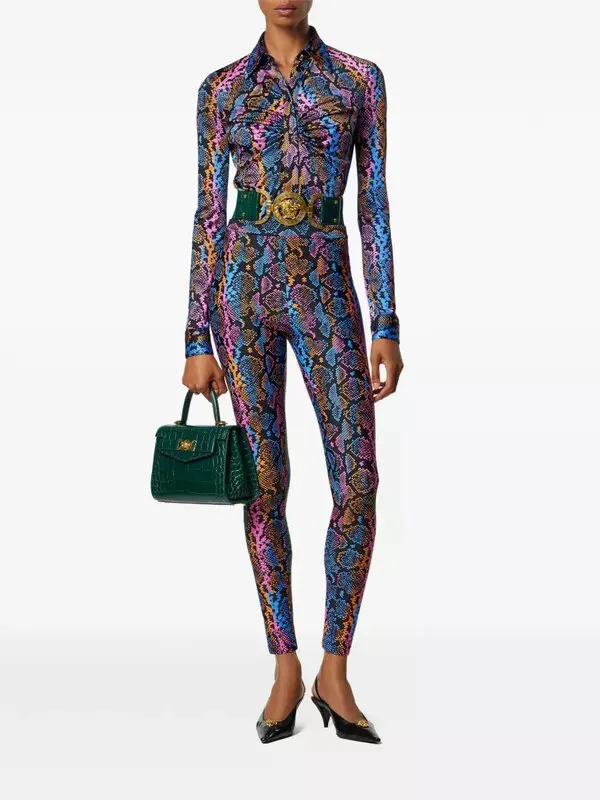 Versace Snakeskin-print Leggings