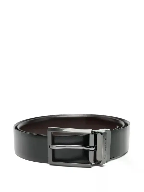 Karl Lagerfeld Square Buckle Leather Belt - Black