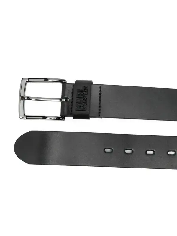 Karl Lagerfeld Logo Buckle Belt - Black