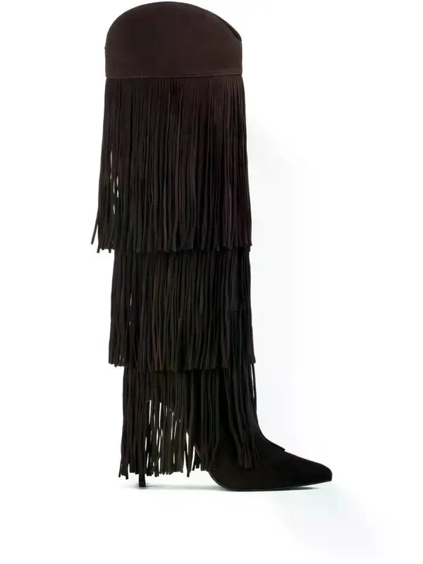 LE SILLA 120mm Andy Fringed Boots - Brown