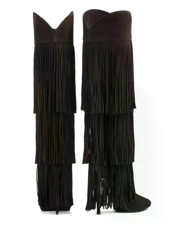 LE SILLA 120mm Andy Fringed Boots - Brown