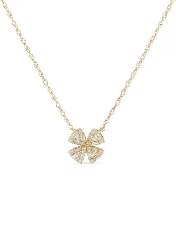 LB EXCLUSIVE 14k Yellow Diamond Clover Pendant Necklace - Gold