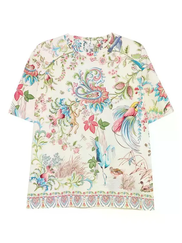 Etro Floral-print T-shirt - Neutrals