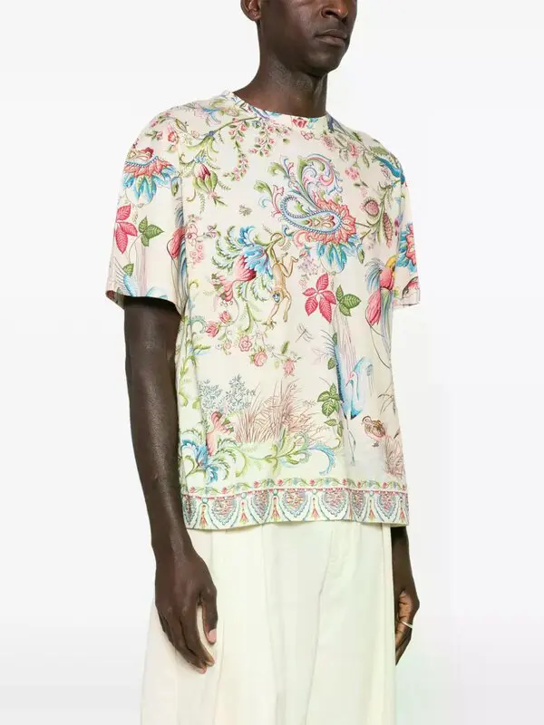 Etro Floral-print T-shirt - Neutrals