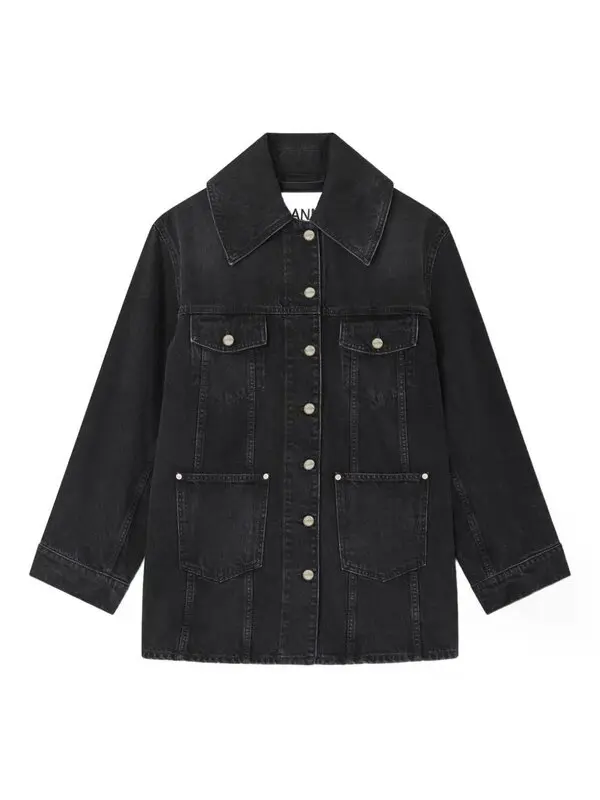 GANNI Buttoned Denim Jacket - Black