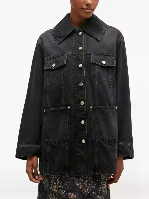 GANNI Buttoned Denim Jacket - Black