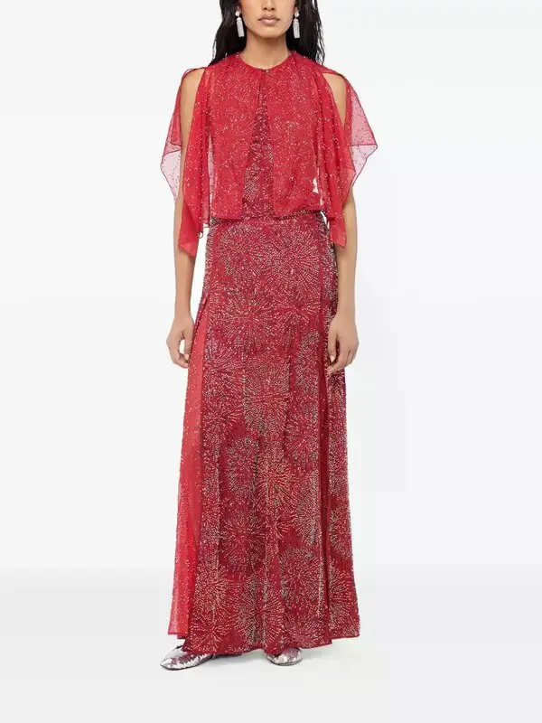 Rabanne Embroidered Satin Skirt With Pearl Detailing