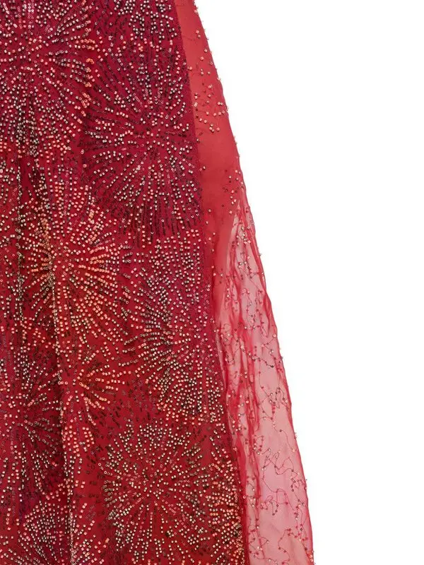 Rabanne Embroidered Satin Skirt With Pearl Detailing