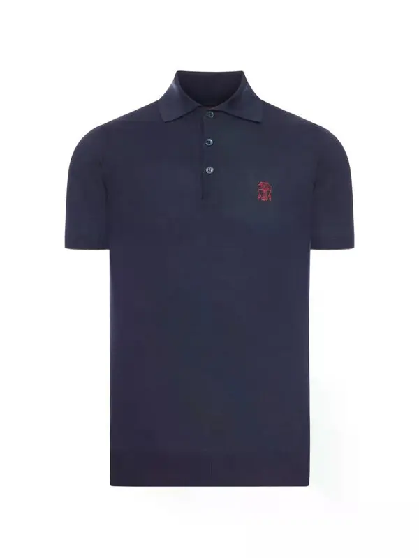 Brunello Cucinelli Embroidered-logo Polo Shirt - Blue
