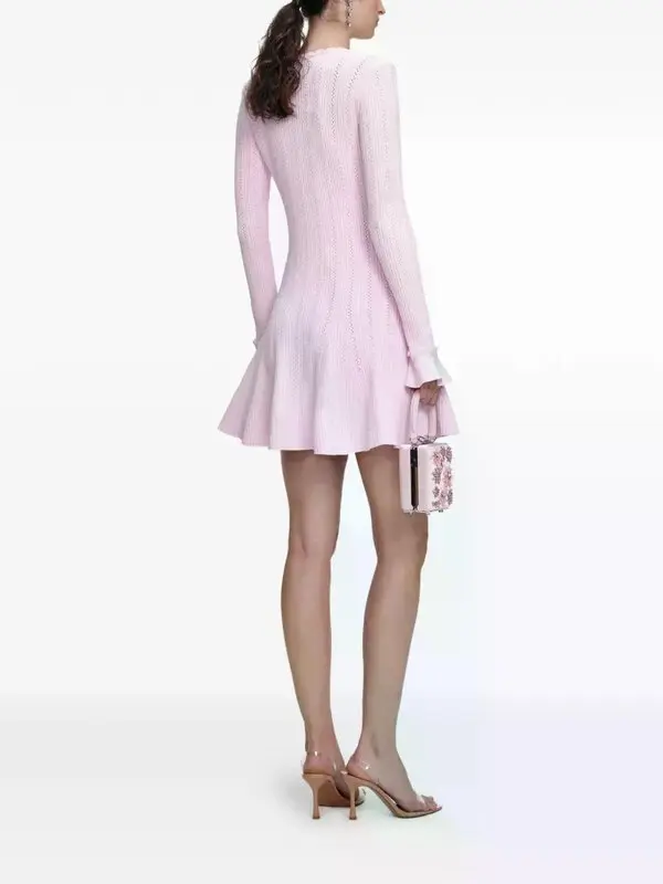SELF-PORTRAIT Pearl-embellished Mini Dress - Pink