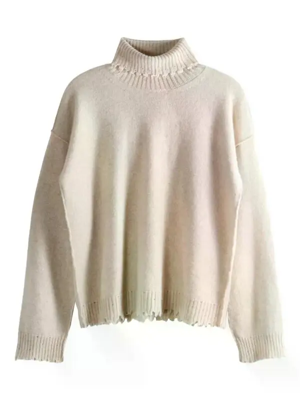 UMA WANG High Neck Frayed Sweater