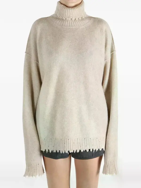 UMA WANG High Neck Frayed Sweater