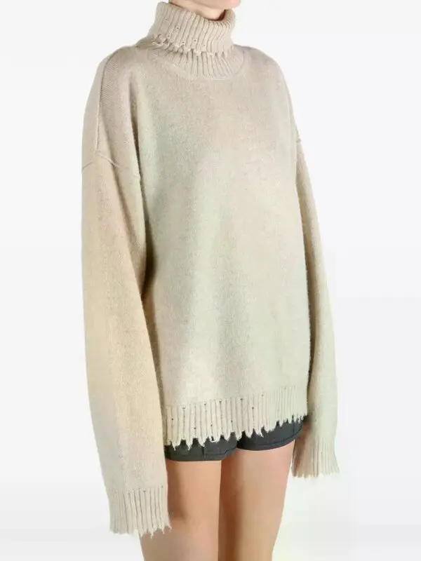 UMA WANG High Neck Frayed Sweater