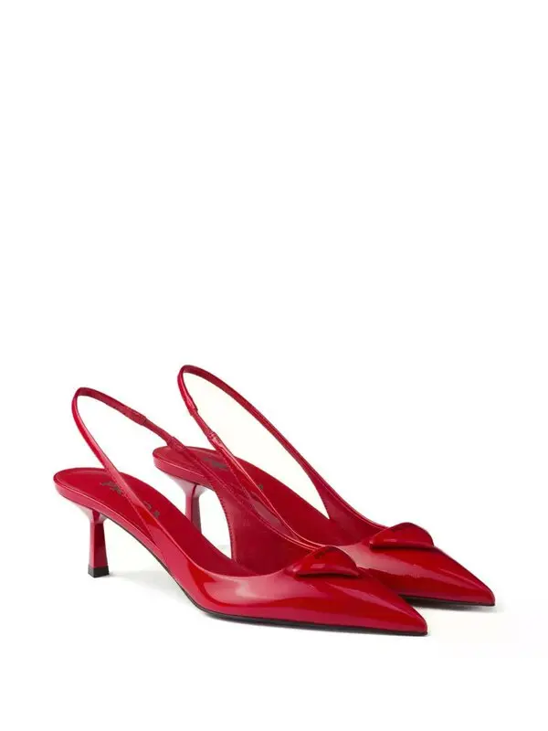 Prada 55mm Triangle-logo Slingback Heeled Pumps