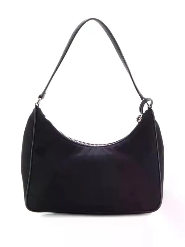 Prada Re-edition 2005 Tessuto Mini Hobo Bag With Saffiano Leather - Black