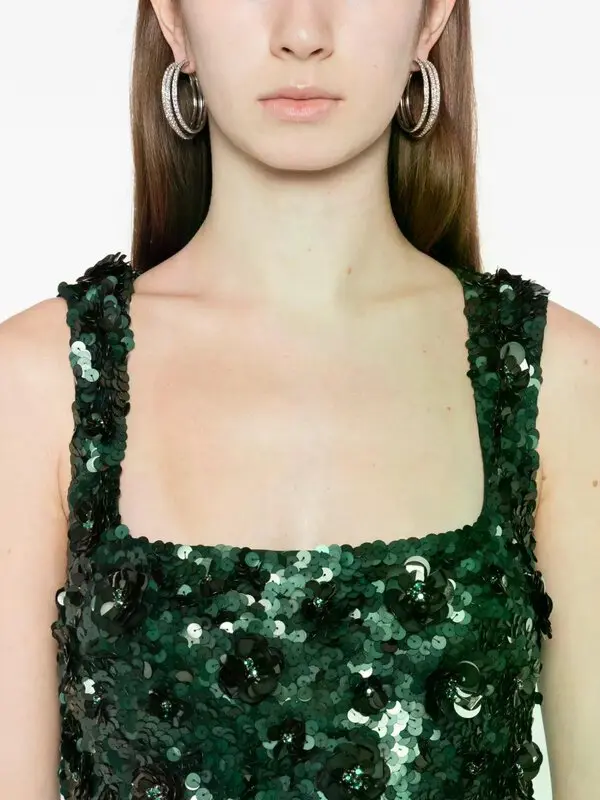 Retrofete Sadlyn Sequin-Embellished Floral Mini Dress - Green | Editorialist