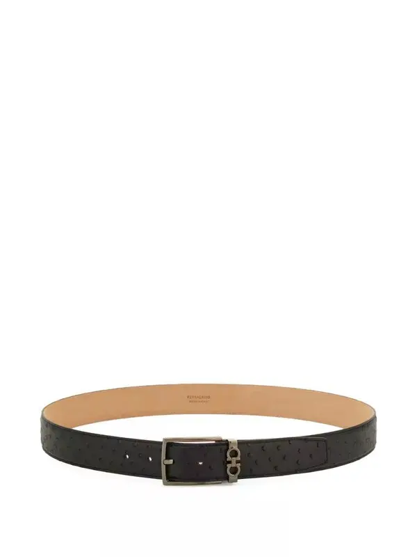 FERRAGAMO Gancini Leather Belt - Black
