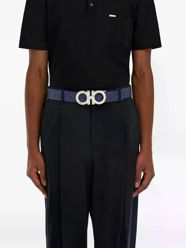 FERRAGAMO Gancini Buckle Belt - Blue