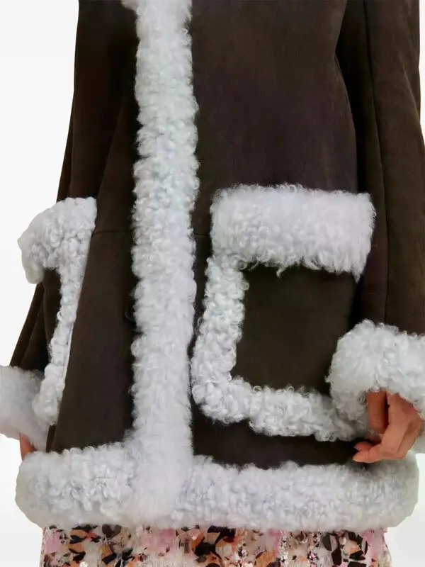 Marni Leather Jacket With Logo Patch And Fur Collar