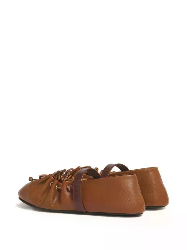 Marni Leather Mary Jane Soft Ballerinas - Brown